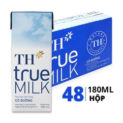 Thùng sữa tươi tiệt trùng có đường TH True Milk 180ml (48 Hộp)